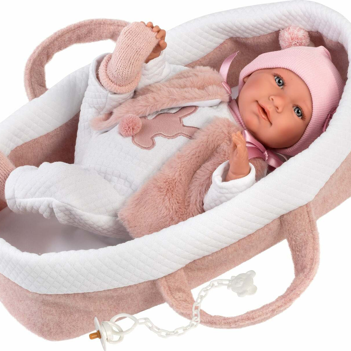 Llorens 16.5" Articulated Crying Newborn Doll - Opal with Carrycot ...